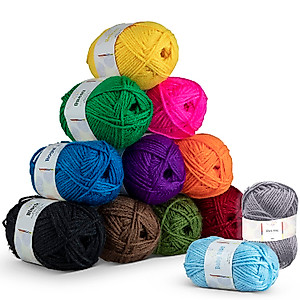 CraftBud Acrylic Yarn Skeins 12 x 50g - 1200 Yards - Yarn for Crocheting - Soft Crochet Yarn for Knitting and Crafts - Multicolored Crochet Craft Yarn for Adults and Kids - 12 Pack