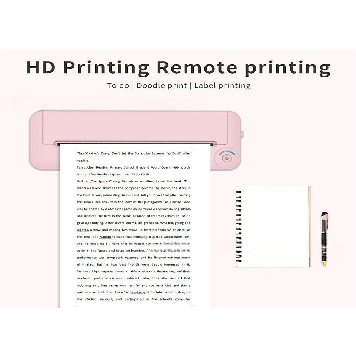 A4 Mobile Thermal Printer, Portable Rechargeable Tattoo Thermal Printer, Travel Bluetooth Inkless Printer for Office Home School