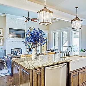 Mandy's 6 Bundles Royal Blue Flowers Silk Babys Breath Artificial Flowers Fall Flowers Gypsophila Bouquet 19.7" for Home Kitchen Wedding Party Decorations (Vase not Include)