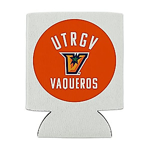 The University of Texas Rio Grande Valley Vaqueros Logo Can Cooler - Drink Sleeve Hugger Collapsible Insulator - Beverage Insulated Holder