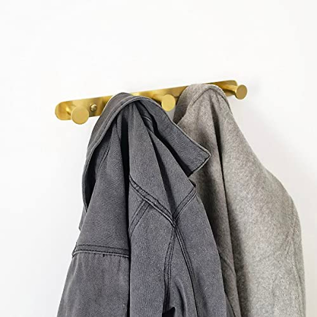 Estrend Brushed Gold Coat Rack Wall Mount Coat Hook Rail Towel Rack with 5 Heavy Duty Hooks for Entryway, Foyer, Hallway, Bathroom, Bedroom