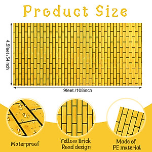 3Pcs Total 4.5x27 Feet Yellow Brick Road Floor Runner for Wizard Oz Party Decorations,Long Disposable Brick Stone Wall Backdrop Tablecloth for Halloween Princess Cosplay Medieval Castle Party Supplies
