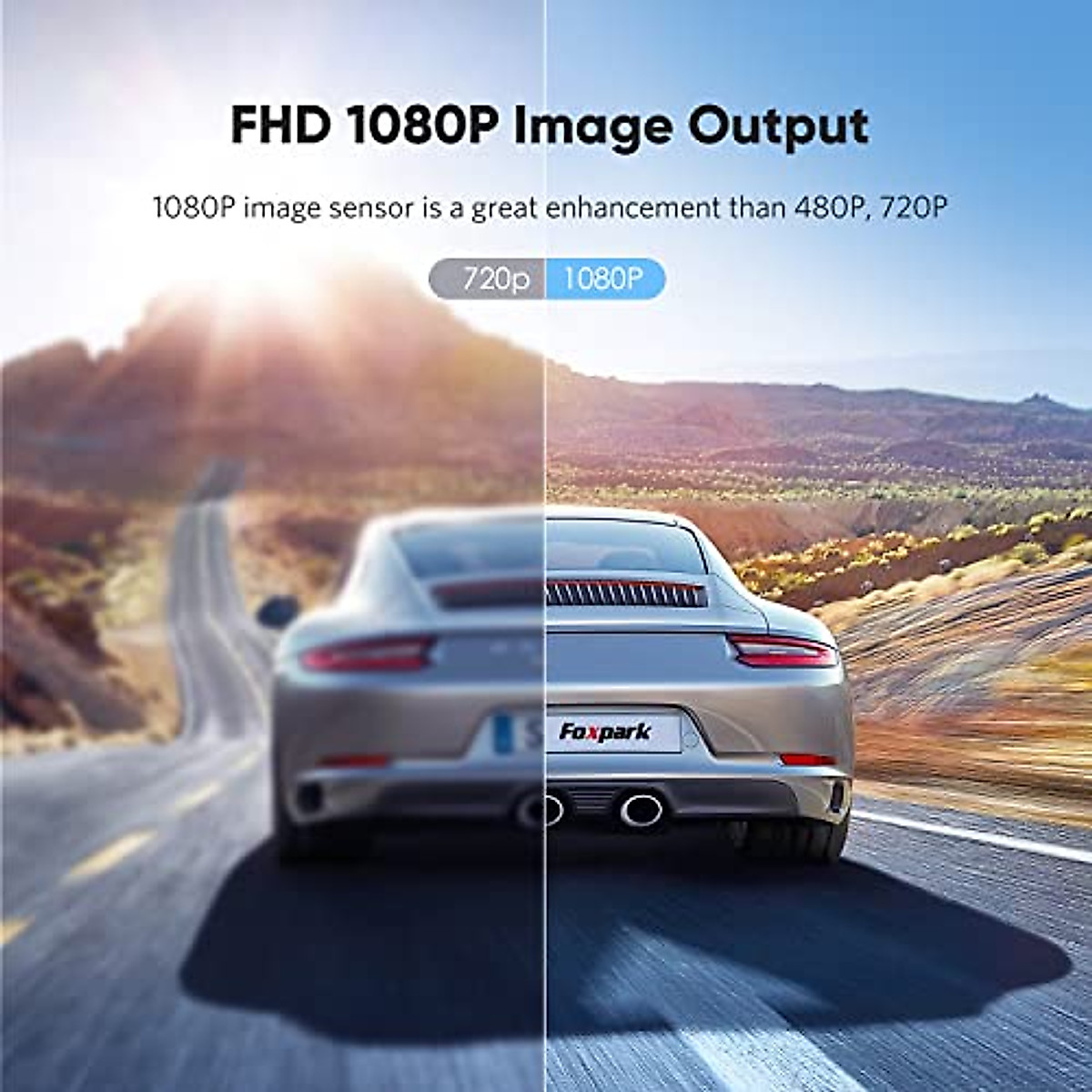 1080P Solar Wireless Backup Camera [Dual cams] , Foxpark Solar 3 Back Up Camera Systems for Car, Backup Camera Wireless 5 inch Car Monitor, IP69K Rear View Camera for Truck, Van, RV