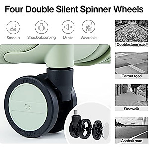 Hanke Carry On Luggage 22x14x9 Airline Approved Spinner Wheels TSA Luggage with Wide Handle Hard Shell Suitcases Lightweight Travel Luggage Women Men(Bamboo Green)