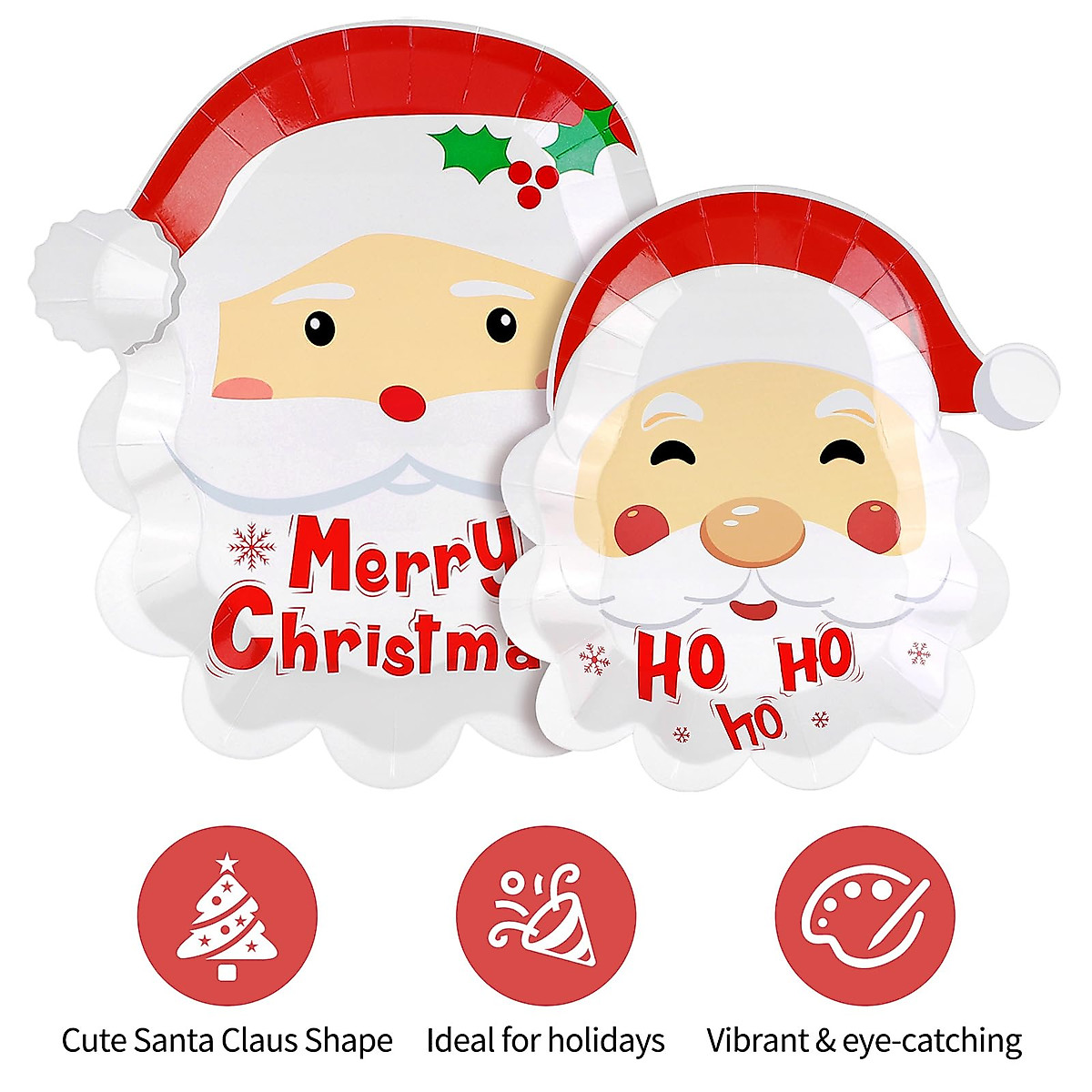 durony 100 Pack Santa Christmas Disposable Paper Plates 9 Inch Dinner Plates 7 Inch Dessert Plates Christmas Party Plates Merry Christmas Plates for Christmas Holiday Party Supplies, DY1144