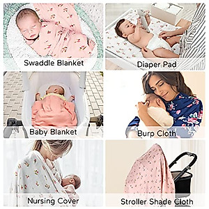 Momcozy Muslin Swaddle Blankets, Soft Silky Baby Blankets 47 x 47 inches, Breathable Bamboo Swaddle Blankets, Newborn Receiving Blanket for Boys and Girls, 4 Pack