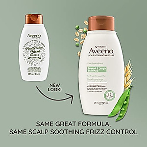 Aveeno Strength & Length Plant Protein Blend Shampoo, Vegan Formula for Strong Healthy-Looking Hair, White, 12 Fl Oz