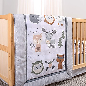 The Peanutshell Woodland Walk Crib Bedding Set for Boys or Girls | 3 Piece Nursery Set | Crib Quilt, Fitted Sheet, Crib Skirt