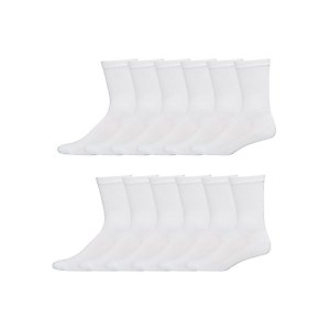 Hanes mens Hanes Men's X-temp Cushioned Crew (Pack of 12 Pairs) Casual Sock, White, 14 US