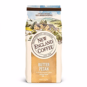 New England Coffee Butter Pecan Medium Roast Ground Coffee, 11oz Bag (Pack of 1)