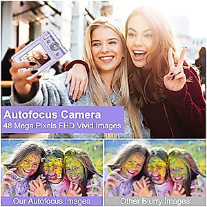 Digital Camera for Teens Kids, 1080P 48MP Kids Camera with 32GB SD Card, 2.4 Inch LCD Screen Kids Digital Camera with 16X Digital Zoom, Compact Kid Camera for Kids Girls Boys Adults Beginners (Purple)