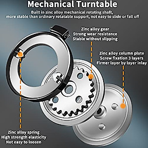 TACOMEGE Smooth Alloy Phone Ring Grip Holder, 360 Rotation Finger Ring Kickstand for iPhone, iPad, Samsung, and All Smartphones Tablets (PRG-B)