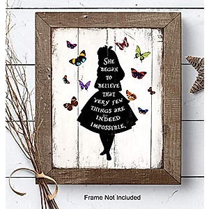 Rustic Home Decor, Alice Wonderland - 8x10 Photo - Shabby Chic Butterfly Wall Decor for Bedroom, Kids, Baby or Girls Room, Nursery Decor - Vintage Farmhouse Wall Art, Motivational Gift for Women