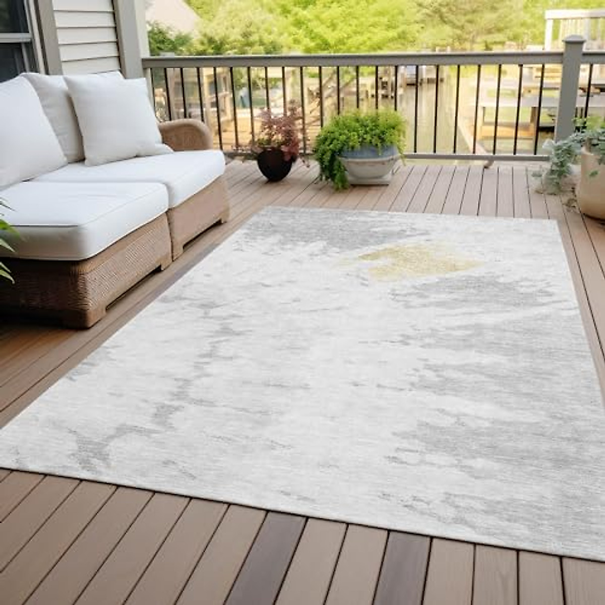 Addison Rugs Chantille ACN614 Silver 9' x 12' Indoor Outdoor Area Rug, Easy Clean, Machine Washable, Non Shedding, Bedroom, Living Room, Dining Room, Kitchen, Patio Rug