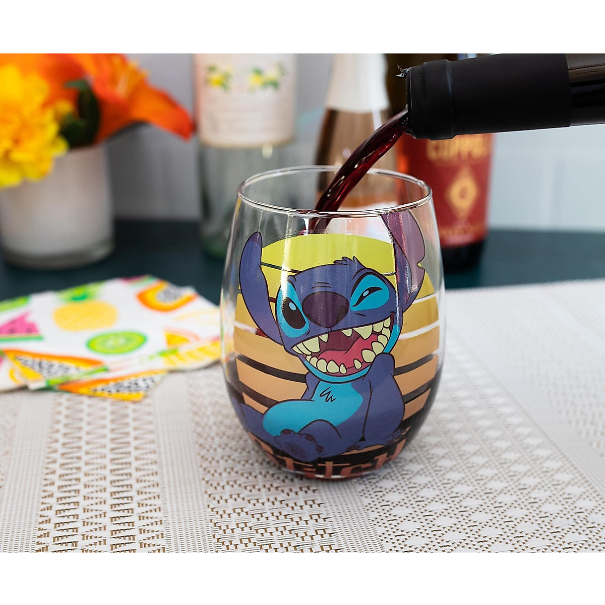 Silver Buffalo Disney Lilo And Stitch Sunset Stemless Glass, 20-Ounces