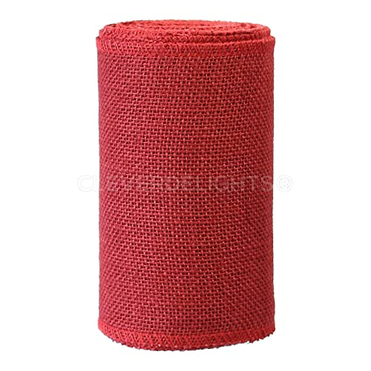 CleverDelights 6" Red Burlap Roll - Finished Edges - 10 Yards - Jute Burlap Fabric