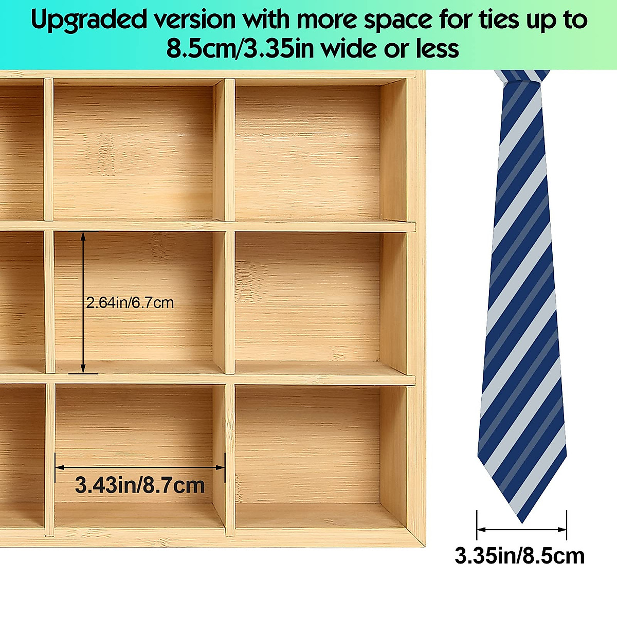 B4Life Tie Rack Wall Mounted Tie Box,Tie Organizer Tie Display Racks for Wall, Bamboo Tie Storage Tie Organizer for Men Tie Holder Wall Mount(Storage 16 Ties) (Yellow)
