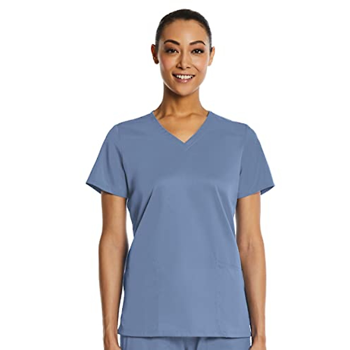 V-Neck Jogger Scrubs for Women Set 7 Pocket 4-Way Stretch Elements EL9935 (Ceil Blue, Medium)