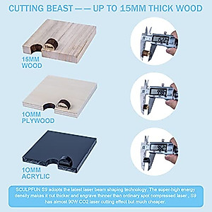 SCULPFUN S9 Laser Engraver, 90W Effect High Precision CNC Laser Cutter and Engraver Machine, Deep Cutting for 15mm Wood, 0.06mm Ultra-Fine Fixed-Focus Compressed Spot