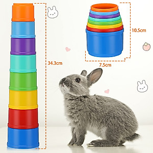 Charniol 8 Pcs Stack up Bunny Cups Bunny Toys Rabbit Stacking Cups Toys Rabbit Toys Snack Cups Rainbow Colors Plastic Nesting Toys for Small Animals Rabbits Bunny
