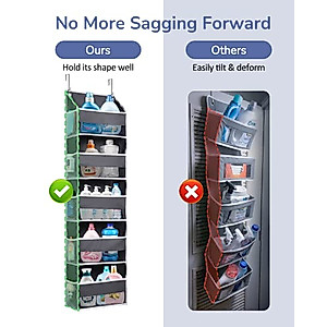 ULG 1 Pack Over Door Organizer with 5 Large Pockets 10 Mesh Side Pockets, 44 lbs Weight Capacity Hanging Storage Organizer with Clear Window Kids Toys, Shoes, Diapers, Dark Grey, 5 Layers