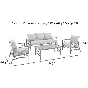 Crosley Furniture Kaplan 4-Piece Outdoor Sofa Patio Furniture Set, Conversation Sets for Porch, Deck, Oiled Bronze with Oatmeal Cushions