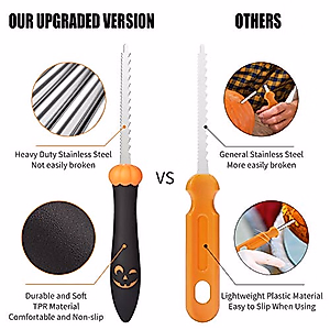 Upgraded 17 PCS Pumpkin Carving Kit for Adults & Kids with Professional Detail Sculpting Tools, Heavy Duty Stainless Steel Knife Set with Carrying Case for Halloween Decoration