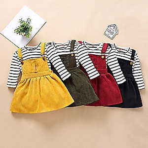 Toddler Baby Girl Clothes Overall Outfits Infant Long Sleeve Stripe Top Braces Skirt for Girls Fall Winter Girl's Clothes Set