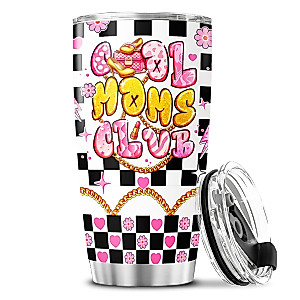 Tumblers Women Coffee Checkered For Handle Simply Mothers Modern Mama Day Mom Funny Water Cups, Cool Moms Club, Cool Moms Club Gifts, Tumbler 20 Oz With Lid And Straw