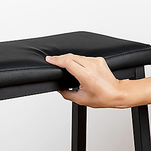 HOOBRO Bar Stools, Set of 2 Bar Chairs, PU Leather Upholstered Breakfast Stools, Easy Assembly, Suitable for Kitchen, Bar, Dining Room, Black BB01MD01