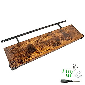 Warrior Mouthguards Floating Shelves for Bathroom and Kitchen - Rustic Farmhouse Decorative Storage and Display Wall Shelving, Set of 2, Brown