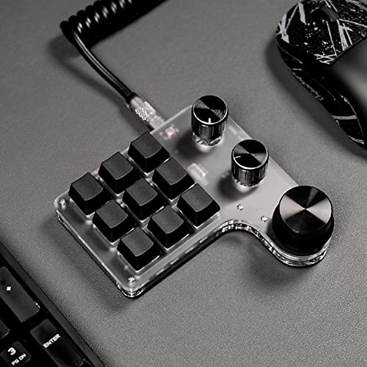 FOTABPYTI Custom Mini Keyboard Mini Gaming Keyboard Switches Interchangeable 3 Buttons 1200mAh Programmable for PC (Black)