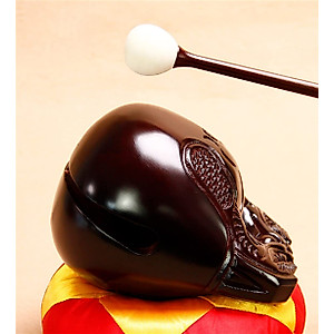 UXOWOXU Chinese Buddhism Temple Wooden Drum Block Musical Instrument with Mallet Solid Hardwood Percussion Rhythm Blocks