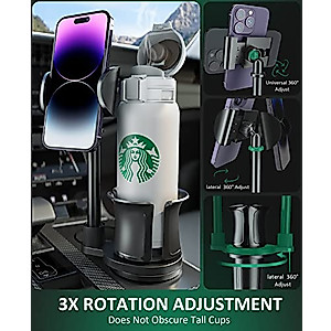 Car Cup Holder Phone Mount: Universal Auto Cell Phone Stand with Drink Expand Cup Holder for Truck | SUV | Automobile Compatible with iPhone & Samsung and Other Android Smartphone