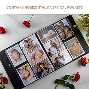 BLYNG Photo Album 4x6 - Picture Album 500 Slots of Horizontal and Vertical Photo Slots, Album Cover is Designed with Faux Leather, Great for Wedding, Anniversary, Baby, Family, (Black)
