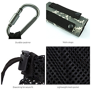 Bassdash Tactical Molle Water Bottle Pouch with Carabiner Foldable Mesh Holder Bag for Travel Fishing Hunting Hiking Outdoor Activities