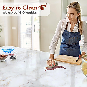 Haton Marble Contact Paper Peel and Stick Wallpaper 17.5" x 78.7" for Countertops, Removable Self Adhesive Waterproof Granite Paper for Cabinet Drawer Shelf Liner Furniture Bathroom Kitchen, Glossy