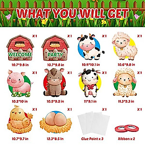 HANPLK Farm Animals Birthday Party Decorations, Farm Animals Party Supplies for Kids, Indoor Home, Outdoor Banner Porch Sign, Farm Animals Theme Party Decorations