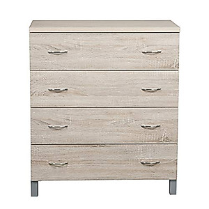 OS Home and Office Furniture Model four drawer chest, Contemporary Crosshatched Sandy Birch Laminate