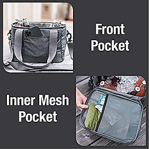 CleverMade Collapsible Soft Cooler Bag -Tote - Insulated 6 Can Leakproof Small Cooler Box with Bottle Opener and Shoulder Strap for Lunch, Beach, and Picnic - Cream