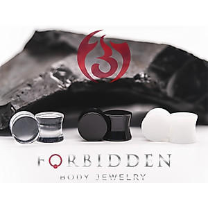 Forbidden Body Jewelry Set of 2G Black Acrylic Ear Gauges, 2 Gauge 6mm Solid Double Flared Saddle Plug Earrings