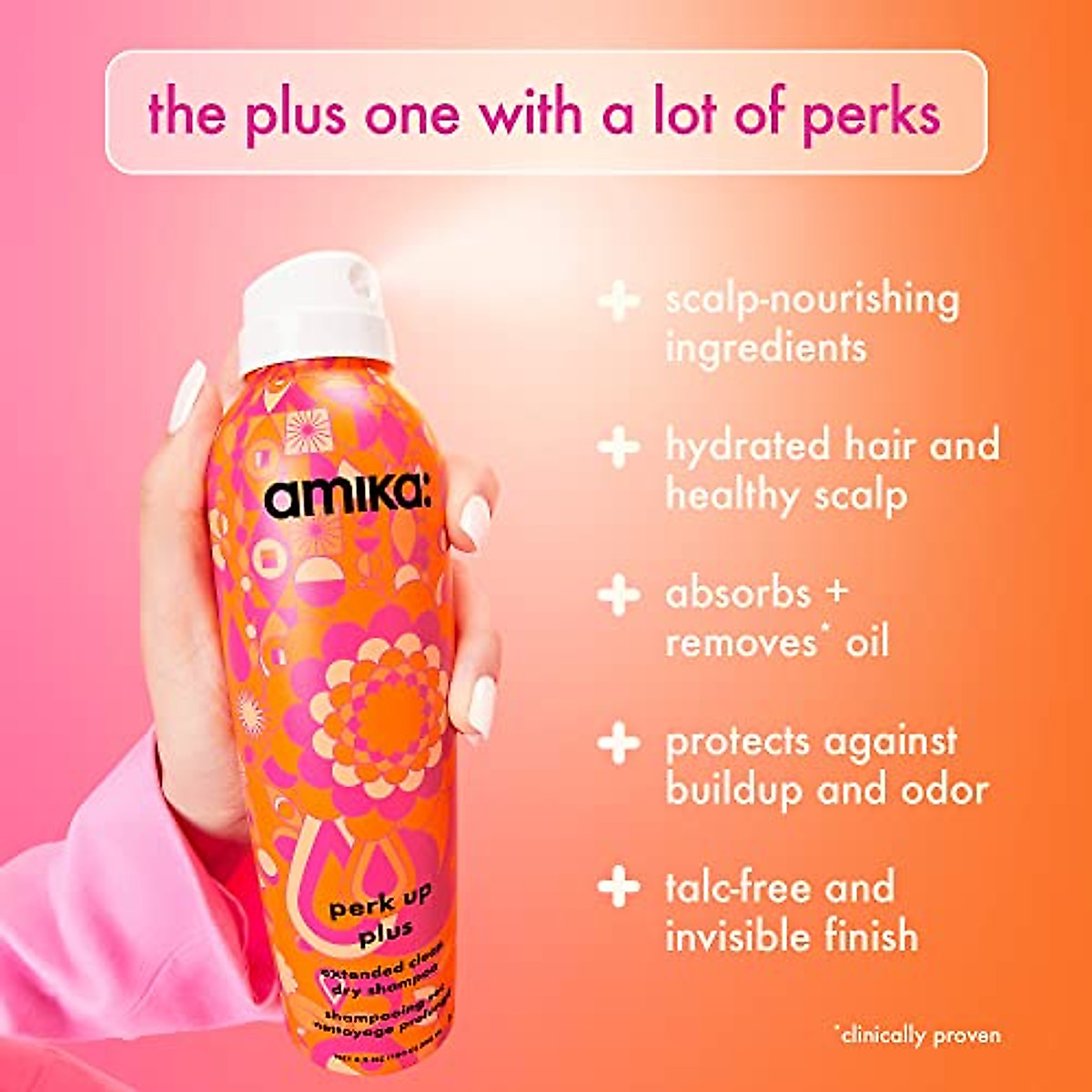 amika perk up plus extended clean dry shampoo, 5.3oz