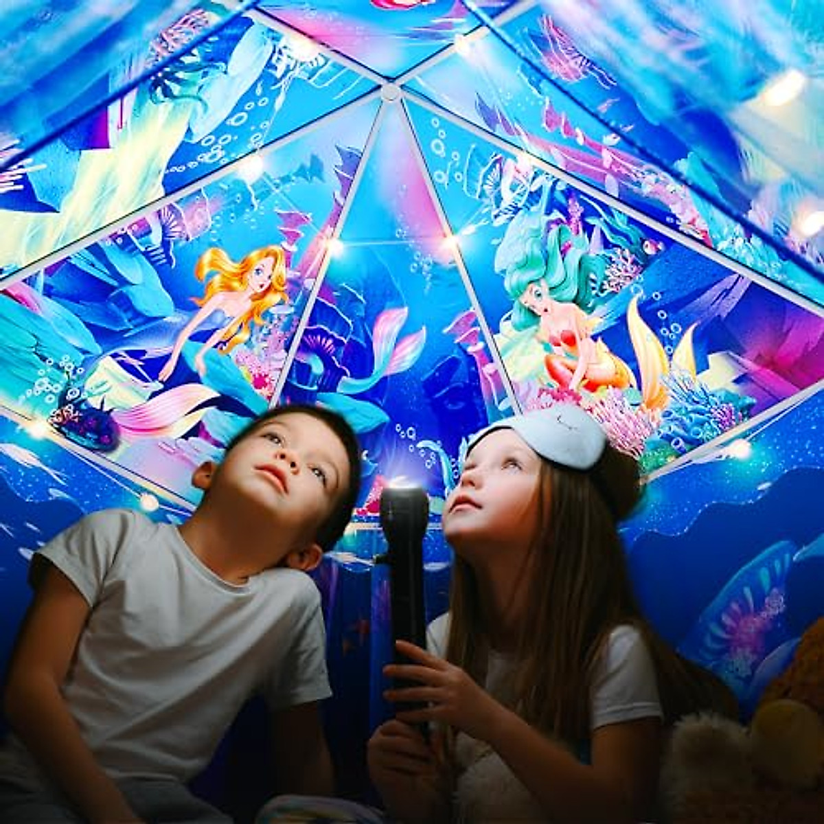 Christmas Princess Mermaid Play Tent - Large Playhouse for 2-10 Year Old Girls, Indoor Outdoor Castle Toy for Toddlers