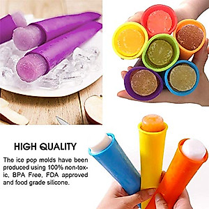 Ouddy Popsicles Molds, 8 Pack Multi Colors Popsicle Maker with Lids for Kids, Baby Popsicle Molds for DIY, Frozen Silicone Popsicle Bags Ice Pop Mold for Popsicles/Yogurt Sticks/Jelly/Chocolates
