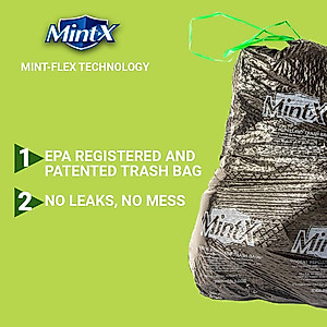 Mint-X Rodent Repellent Outdoor Home and Industrial Trash Bags with Drawstring & Mint-Flex Technology; 33 Gallon, 90 Count, Black