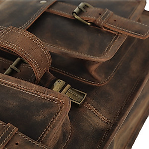 Leather briefcase 18 inch laptop messenger bag for men and women best satchel office bag