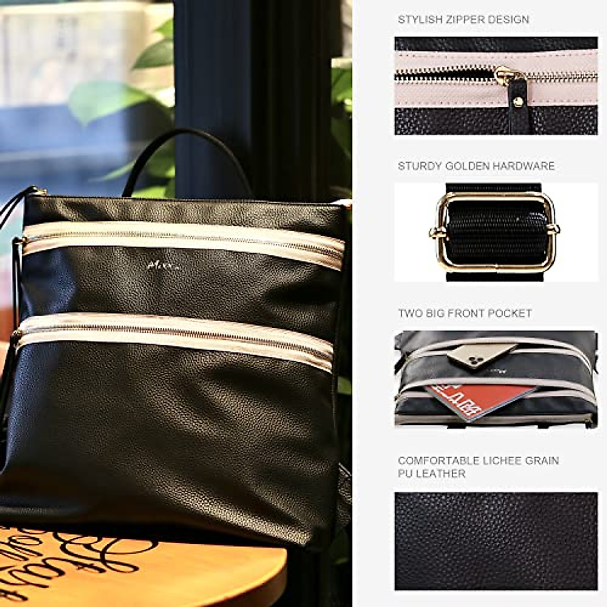 MIXX SHUZ Fashionable PU Leather Backpack Casual Daypack Large Capacity Lightweight Travel Bag Tote Purse for Women