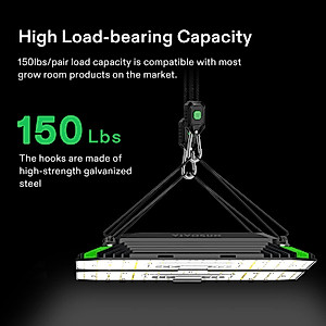 VIVOSUN 2-Pair 1/8 Inch Adjustable Grow Light Hanger, Heavy Duty Rope Hanger with Reinforced Metal Gears, 8Ft. Long and 150 lbs Weight Capacity Rope for Grow Light, Inline Fan, Filters