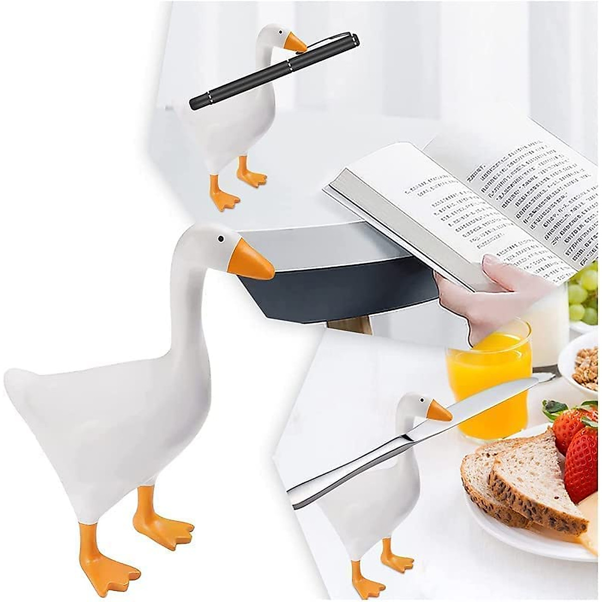 Super Cute Goose Magnetic Key Holder - Magnetic Goose 3D Printed Key Holder, Resin Goose Statue Key Storage Rack, Vivid Mini Animal Figurines Keys Holder for Keys Glasses Bells (Yellow)