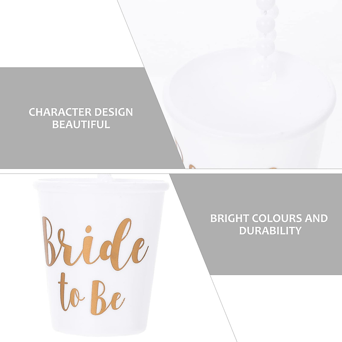 jojofuny Bachelor Party Chain Plastic Wine Cup Necklace Bridal Shot Glasses Party Chain Wine Cup Bachelorette and Bride Shot Glass Necklace Decor Prop ( White )